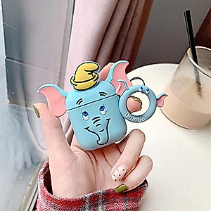 Semeving Compatible with Airpods Case,3D Cartoon Cute Design Silicone for Airpods 2nd Generation Case for Kids/Girls/Teens/Boys(Dumbo-Blue)