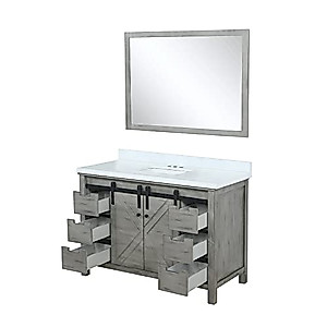 Bell+Modern Ketchum 48 inch Ash Grey Bath Vanity, Cultured Marble Countertop and 44 in Mirror