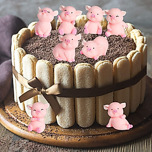 8pcs Miniature Pig Figurines, Pig Cake Topper Cupcake topper, Mini Pig Cerdo Characters Toy, Pig Cake Decorations for Kids Birthday Baby Shower Pig Theme Party Supplies