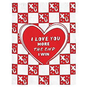 BMALL Flannel Throw Blanket I Love You More The End I Win Love Heart Shape All Season Premium Fluffy Microfiber Fleece Throw for Sofa Couch Throw 39x49inch