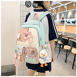 HOKMAH Cute Kawaii Backpack for Girl Boys, Back To School Gift Shoulder Bags Backpack Aesthetic Laptop Schoolbag for Teens(Green)