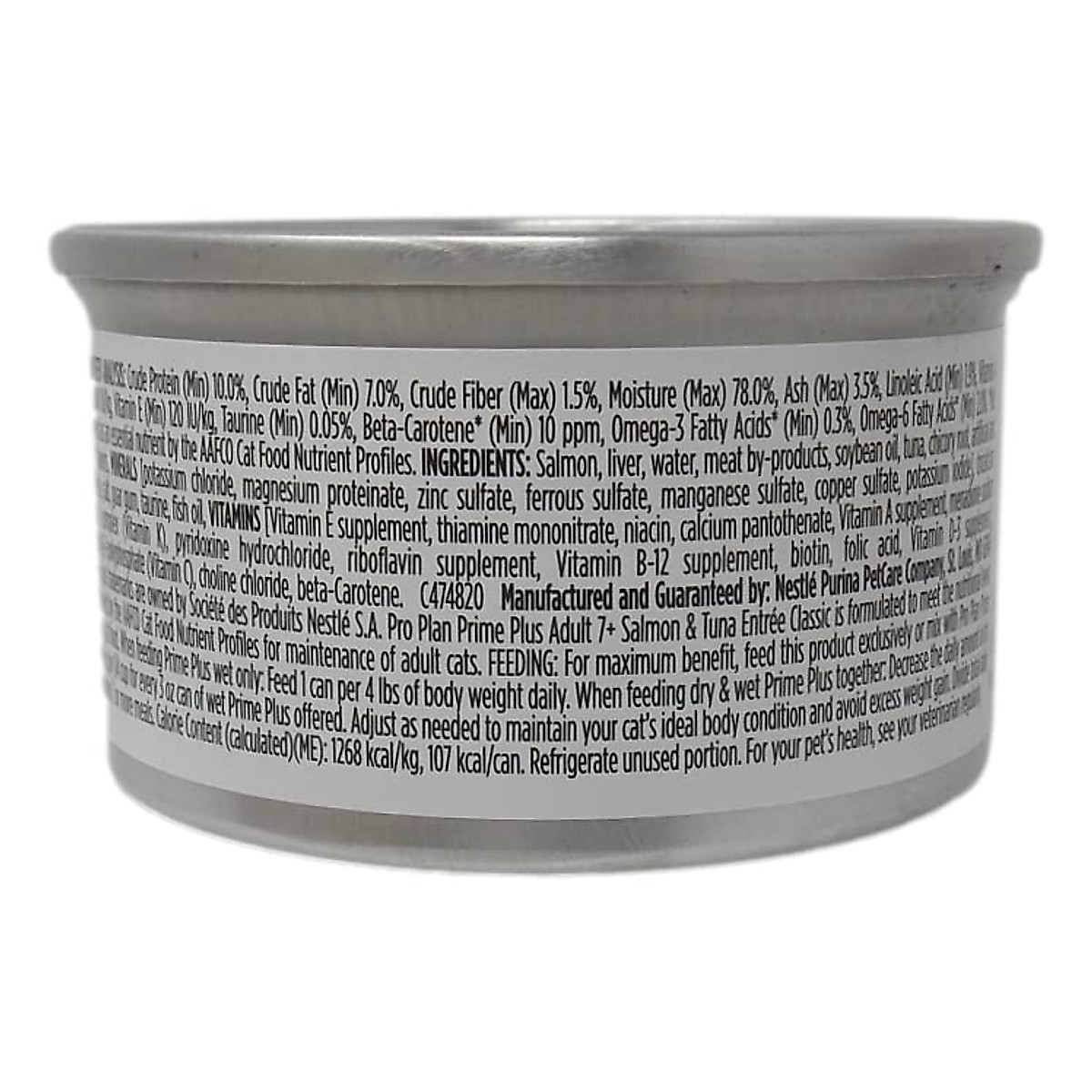 Purina Pro Plan Prime Plus Senior Wet Cat Food Entree 3 Flavor Sampler 6 Can Sampler, (2) Each: Salmon Tuna, Turkey Giblets, Chicken Beef (3 Ounces), Plus Spot Catnip Toy Bundle