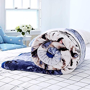 Faux Fur Throw Blanket Queen Size - 75"x90" Soft Plush Warm Faux Mink Bed - Blankets (Queen (75"x90"), Snow Tigers)