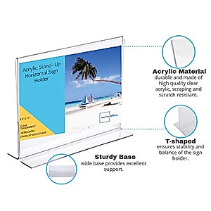 1InTheOffice Acrylic Stand-Up Horizontal Sign Holder 8.5x11"6 Pack"