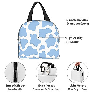 Ucsaxue Light Blue Cow Animal Lunch Bag Travel Box Work Bento Cooler Reusable Tote Picnic Boxes Insulated Container Shopping Bags For Adult Women Men