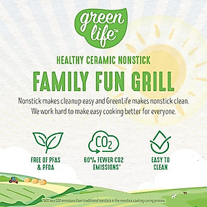 GreenLife Raclette Indoor Tabletop Grill, Healthy Ceramic Nonstick, 2-in-1 Grill and Griddle, 8 Square Nonstick Pans, Adjustable Temperature Control, Easy Indicator Light, PFAS-Free, Turquoise