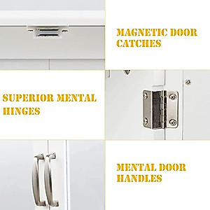 LUARANE Bathroom Medicine Cabinet, Wall Mounted Cabinet with Double Mirror Doors, Storage Organizer Cabinet with 2 Storage Shelves, Mirror Cabinet for Bathroom Entryway Living Room, White