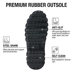 HISEA Upgraded Rain Boots for Men Waterproof Insulated Rubber Boots Outdoor Mud Hunting Boot, Adjustable Calf, Camo, 8