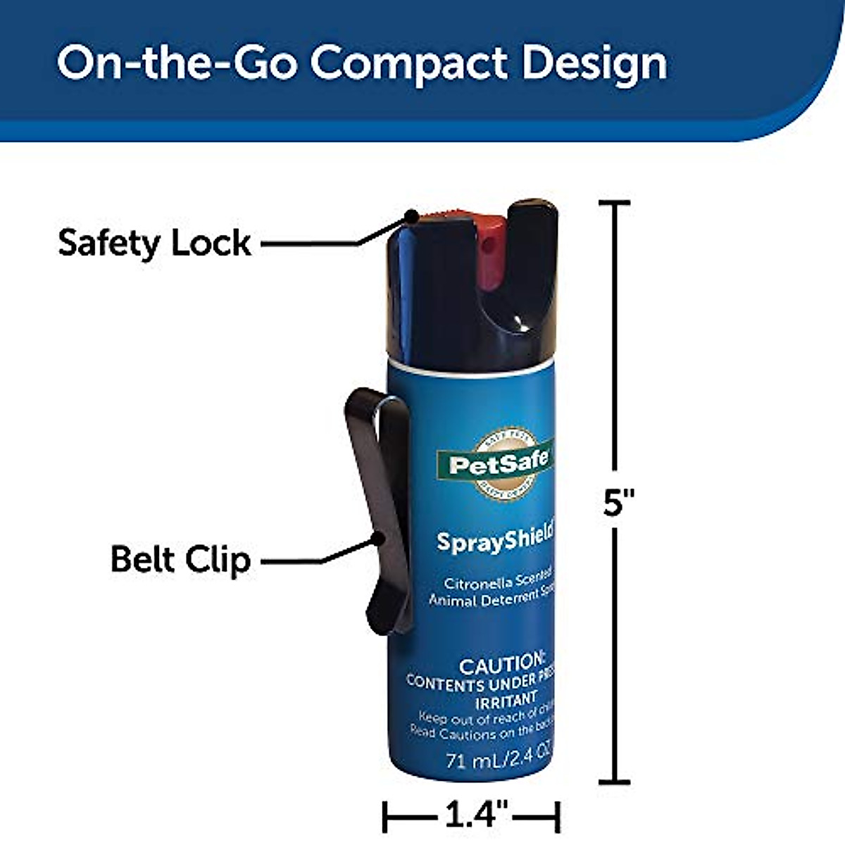 PetSafe SprayShield Animal Deterrent with Clip - Citronella Dog Repellent Spray – Ranges up to 10 ft - 2.4 oz / 71 mL - Protect Yourself and Your Pets