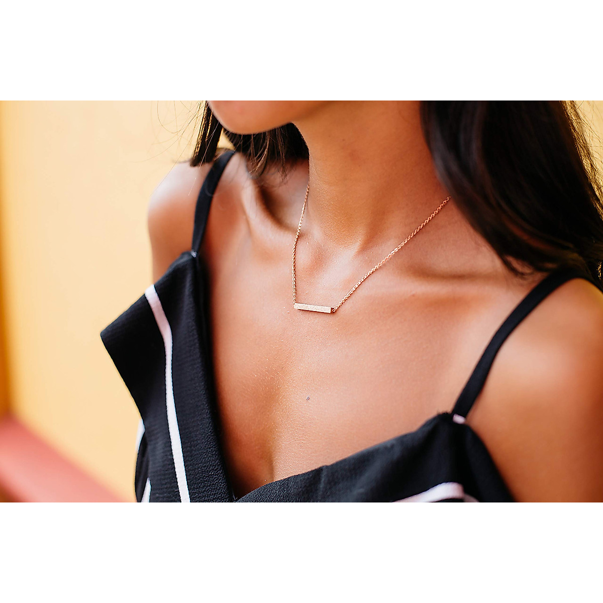 Minimalist Bar Necklace, Rose Gold Necklace, Bar Necklaces Women, Rose Gold Jewelry Women
