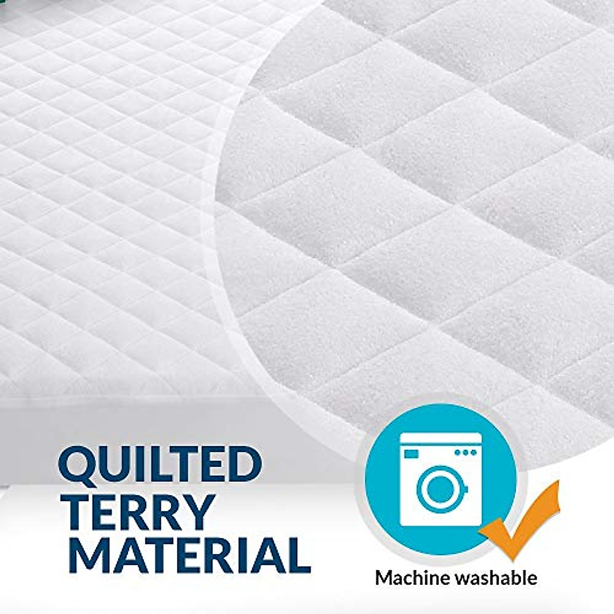 Crib Mattress Protector Waterproof – Bamboo Quilted Ultra Soft White Terry Fitted Sheet Style (Crib)