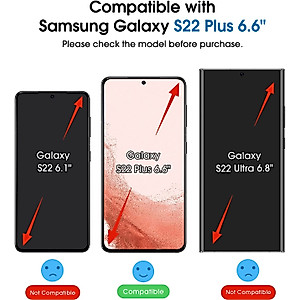 amFilm OneTouch Screen Protector for Samsung Galaxy S22 Plus 6.6 inch, Samsung Galaxy S22 + 6.6 inch, 9H Hardness with Camera Lens Protector, Bubble Free, Tempered Glass, 2 Pack