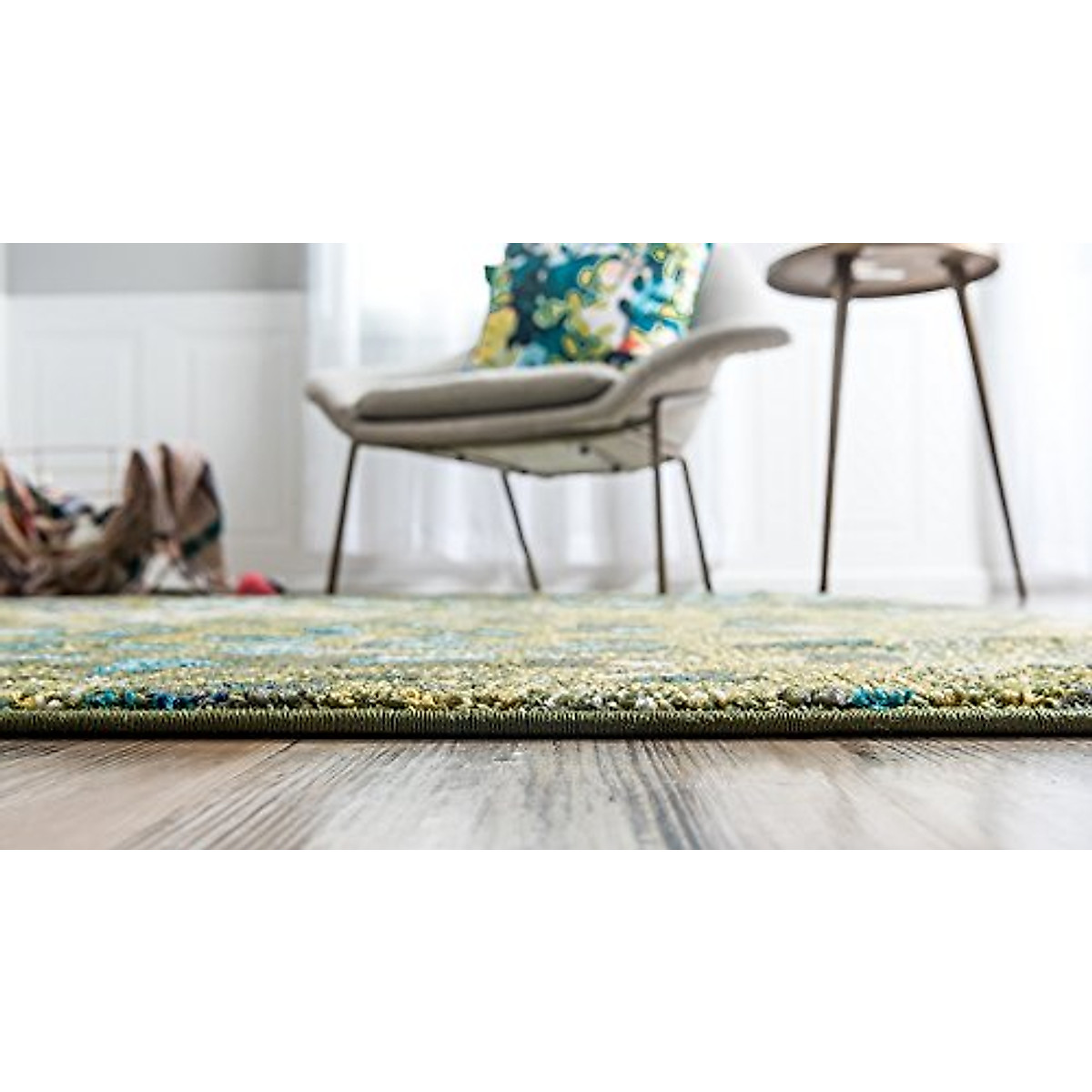 Unique Loom Jardin Collection Colorful, Vibrant, Abstract, Modern Area Rug, 5 x 8 ft, Green/Olive