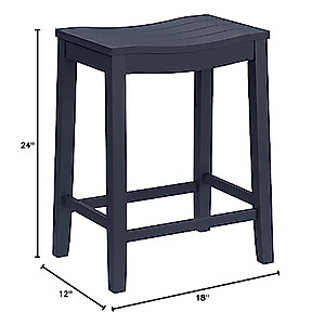 Hillsdale, Fiddler Wood Backless Counter Height Stool with Saddle-Style Seat, Navy