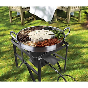 Bene Casa Stainless-Steel 22.4-inch Comal Pan, Belly Up, Rust Free Steel Convex Comal, Outdoor Cooking, Mexican Cuisine, Party Size, Comal,Pan and Serving Platter for Authentic Mexican