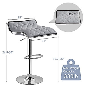 VECELO Adjustable Bar Stools Set of 2, Bar Height Stools for Kitchen Counter