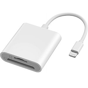 SD Card Reader for iPhone iPad, Apple MFi Certified iPhone SD/Micro SD Card Reader Adapter Cable with Dual Slots for SLR Cameras, Trail Game Camera Viewer, Memory Card Reader for iPhone, Plug and Play