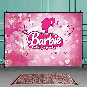 Girls Party Decoration Supplies Photography Backdrop Barbie Theme Birthday Photo Background Cake Table Decoration Banner Props Vinyl 7x5ft