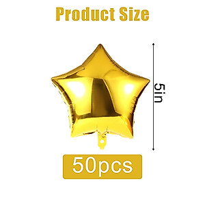 LUTER 50pcs Gold Star Shaped Foil Balloons, 5 Inch, Self Sealing, for Wedding, Baby Shower, Birthday Party Decoration