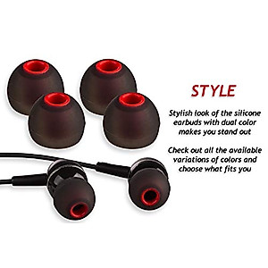 Xcessor (S 7 Pairs (14 Pieces) of Silicone Replacement in Ear Earphone Small Size Earbuds Replacement Ear Tips for Popular in-Ear Headphones. Black/Red