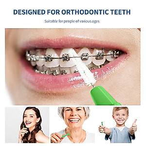 80 Count Interdental Brush Cleaners Dental Brushes Toothpick Tooth Flossing Head Oral Dental Hygiene Brush Interdental Angle Brushes with Portable Case Easy Use for Tooth Cleaning (Green, Tight Teeth)