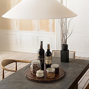 TIDITA 18" Acacia Lazy Susan Turntable for Table - Extra Large Wood Lazy Susans Organizer for Countertop - Wooden Charcuterie Boards Cheese Board - Kitchen Turntable Storage (Acacia, 18 inch)