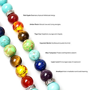 PWMENLK 108 Mala Beads Meditation Turquoise Necklace 7 Chakra Buddhist Prayer Beaded Bracelet Tree of Life Pendant Necklace Healing Stone Yoga Necklace Women Men Bracelets(turquoise)