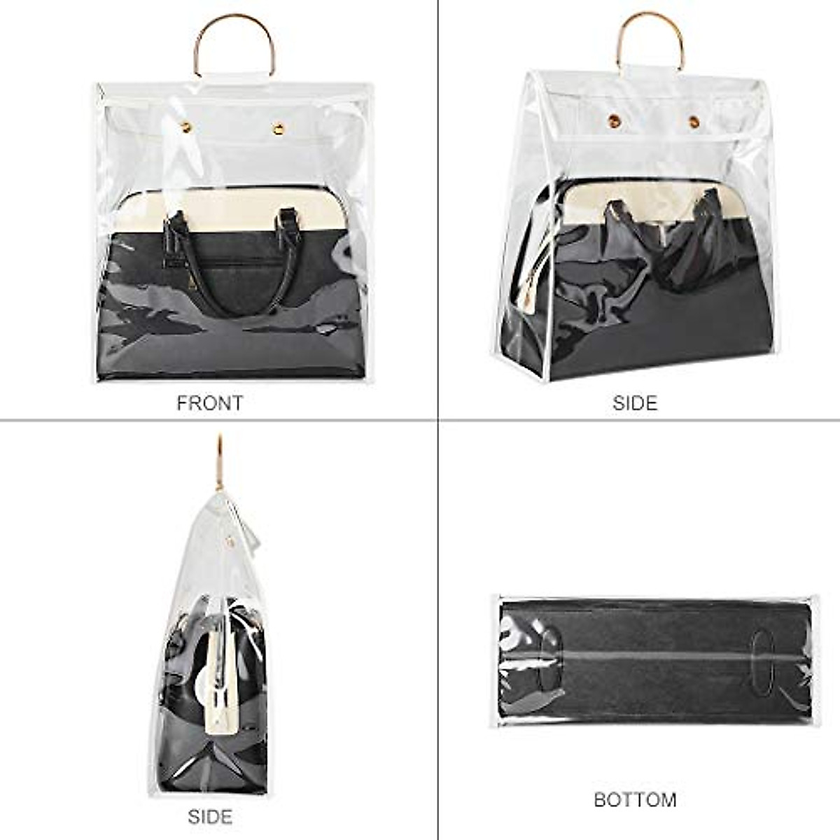 Outgeek Purse Storage Bag organization for Hanging Closet with Zipper and Handle Handbag Organizer Dust Cover Anti-dust (S&M&L, White 3PCS)