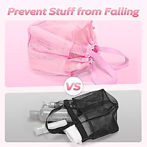 famichan Mesh Shower Caddy Portable with Drawstring, Dorm Room Essentials for College Students Girls, Large Shower Bag for Camping,Swimming,Gym,Travel,Bathroom - Pink