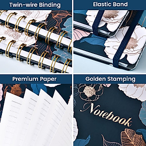 Spiral Journal/Notebook - Lined Journal with Back Pocket and Hardcover, 8.5" x 6.4", College Ruled Notebook/Journal, Premium Thick Paper, Strong Twin-Wire Binding, Perfect for School, Office & Home -