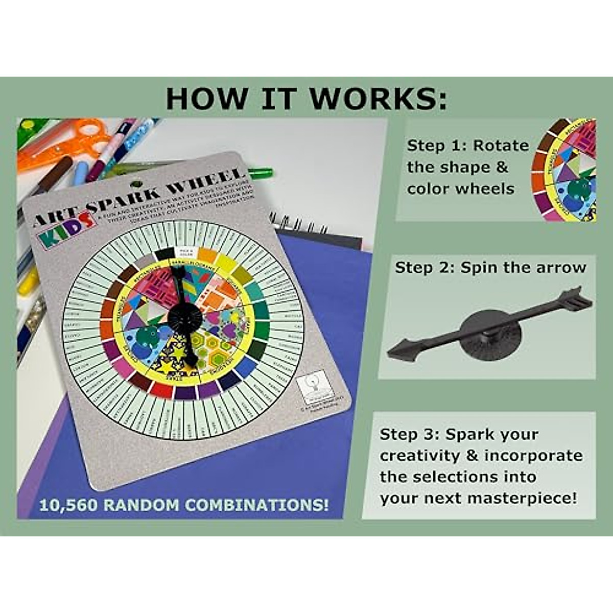 Art Spark Wheel for Kids | Interactive Art Activity to Inspire Creativity | Educational Drawing & Painting Toy | Ages 5+ | Fun Arts & Crafts for Classroom | Perfect for Teachers, Parents, & Artists