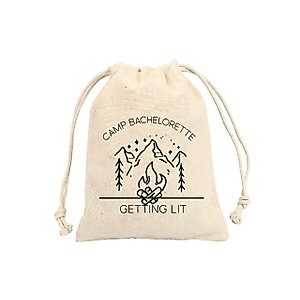 Camp Bachelorette Getting Hitched Gift Bags, Bridal Shower, Bridesmaid Pouches With Drawstring, Party Wedding Favors, Supplies, Decoration - 10 Pcs per Pack (Camp bachelorette getting lit)