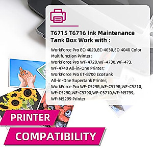 IN INTACTECH T6715 T6716 Maintenance Box Replacement for T671500 Ink Maintenance Box Work for Workforce Pro WF-4740 WF-4730 WF-3820 WF-4830 WF-4720 EC-4020 WF-4734 EC-4030 WF-C5210 WF-C5290 WF-C5710