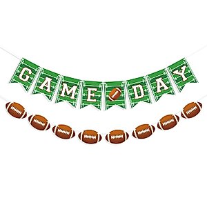 Uniwish Game Day Banner Football Party Decorations Garland Football Baby Shower Photo Props Sports Birthday Party Decorations Football Party Decor Tailgate Party Supplies