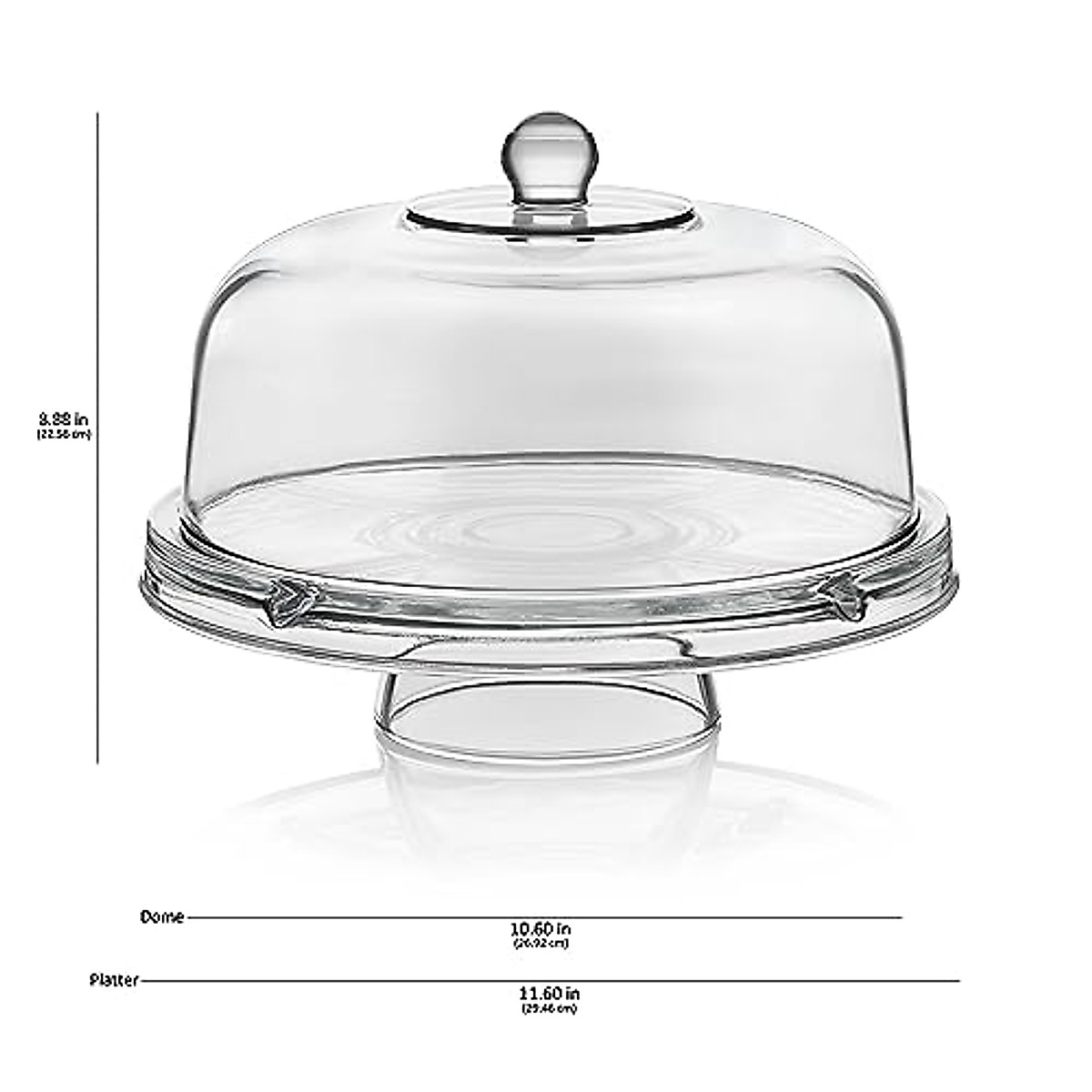 Libbey Selene 6-in-1 Multiuse Glass Server, Punch Bowl, Chip and Dip Bowl, Cake Stand