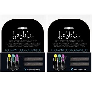 Replacement Carbon Filters for Bobble Classic, Infuse and Plus Bottles - 2 Pack (4 Total Filters)