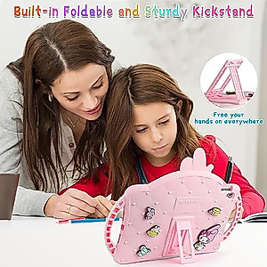 JAKPAK for iPad 5th Generation Case Kids iPad 6th Gen iPad Air 2/Pro Case with Screen Protector Lanyard for Girls,Soft Silicone iPad Cover with Handle Kickstand for iPad 9.7 inch