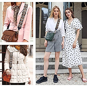 Purse Strap, 2"Wide Full Grain Cowhide Shoulder Strap Adjustable Replacement,Jacquard Embroidery Multi-pattern Crossbody Bag Straps for Handbag,Crossbody Bags(Embroidered yellow flower)