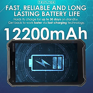 TRIPLTEK 8" PRO (4G LTE, 256GB) Ultra Bright 1200 nits, 8GB RAM, Android 10, Long Battery Life 12200mAh, Rugged Military Construction, Waterproof IP68, Brightest Tablet/Phone on The Market