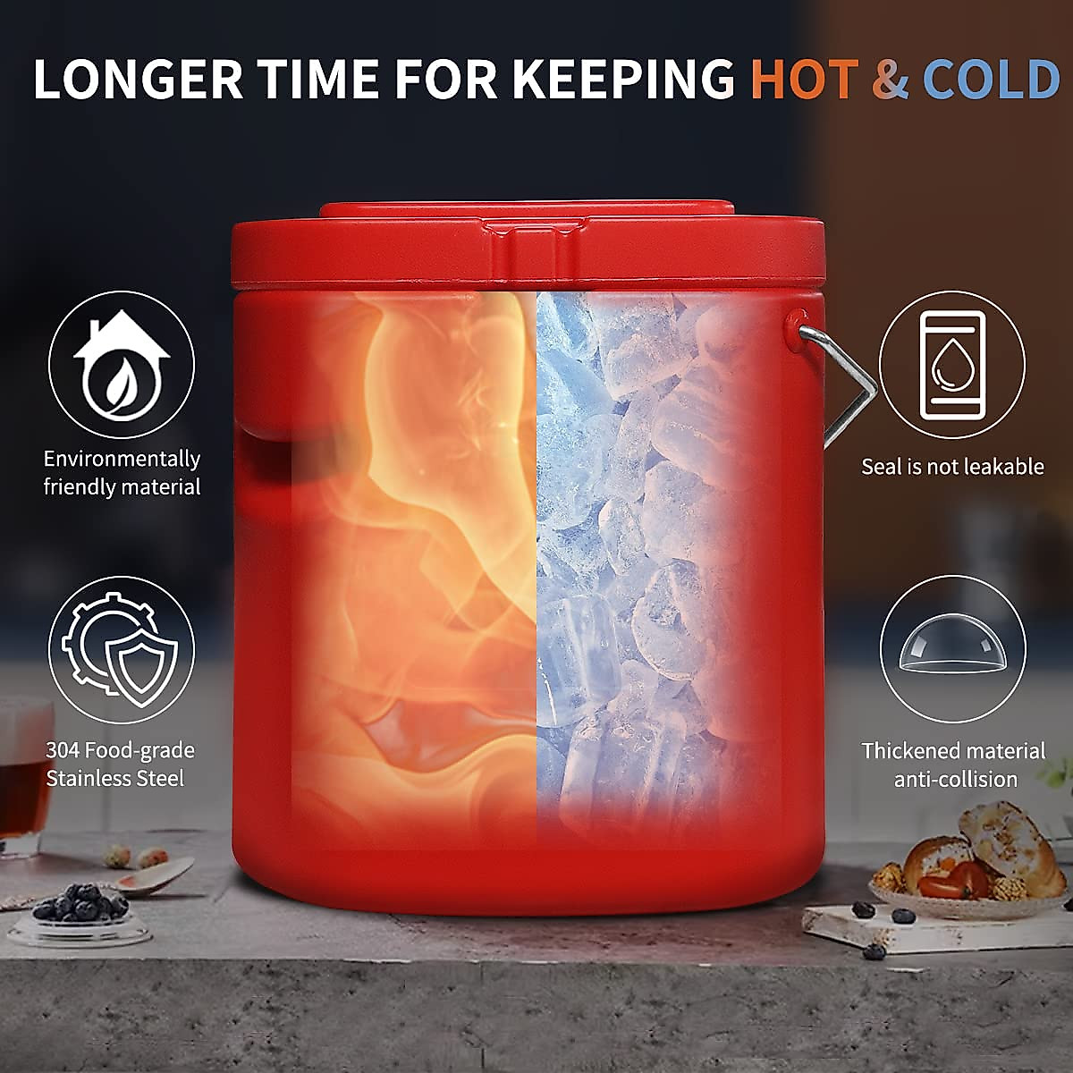 Plieren 5 Gallon Insulated Soup Container Commercial Food Warmer for Hot or Cold Food, 21QT Hot Box for Catering, Food Cooler with 4 Buckles, Handles, Spoon, Soup Carrier for Restaurant, Canteen,Home