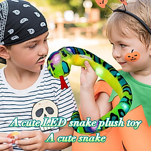 Houwsbaby Green Realistic 40'' LED Light Up Snake Stuffed Animal Snake Plush Toy Glowing Up Stuffed Animal for Practical Jokes,Playtime Fun Soft Kids Christmas Halloween Birthday Festival Presents
