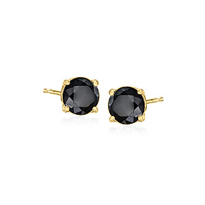 Ross-Simons 1.00 ct. t.w. Black Diamond Stud Earrings in 14kt Yellow Gold