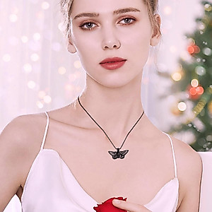 Minicremation Cremation Jewelry for Ashes Memorial Keepsake for Beloved's Ashes Urn Pendants Butterfly Cremation Necklace for Ashes (Black)