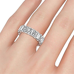 Jeulia Classic Radiant Cut Sterling Silver Women's Band Fashion Anniversary Promise Engagement Wedding Christmas Ring for Her with Gift Jewelry Box (8)