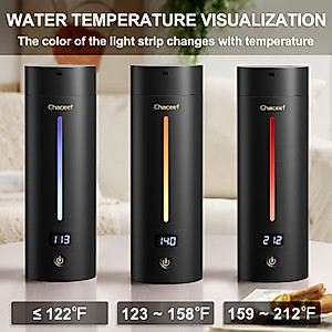 CHACEEF Travel Kettle Upgraded, Portable Electric Kettle, 350ml Small Electric Kettle with 5 Variable Presets, 304 Stainless Steel Mini Hot Water Boiler with Auto Shut-Off & Boil Dry Protection, Black