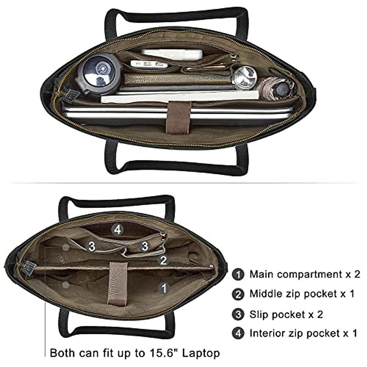 S-ZONE Women Genuine Leather Tote Bag Shoulder Handbag Version 1 Bundle with Version 2 Crossbody Purse