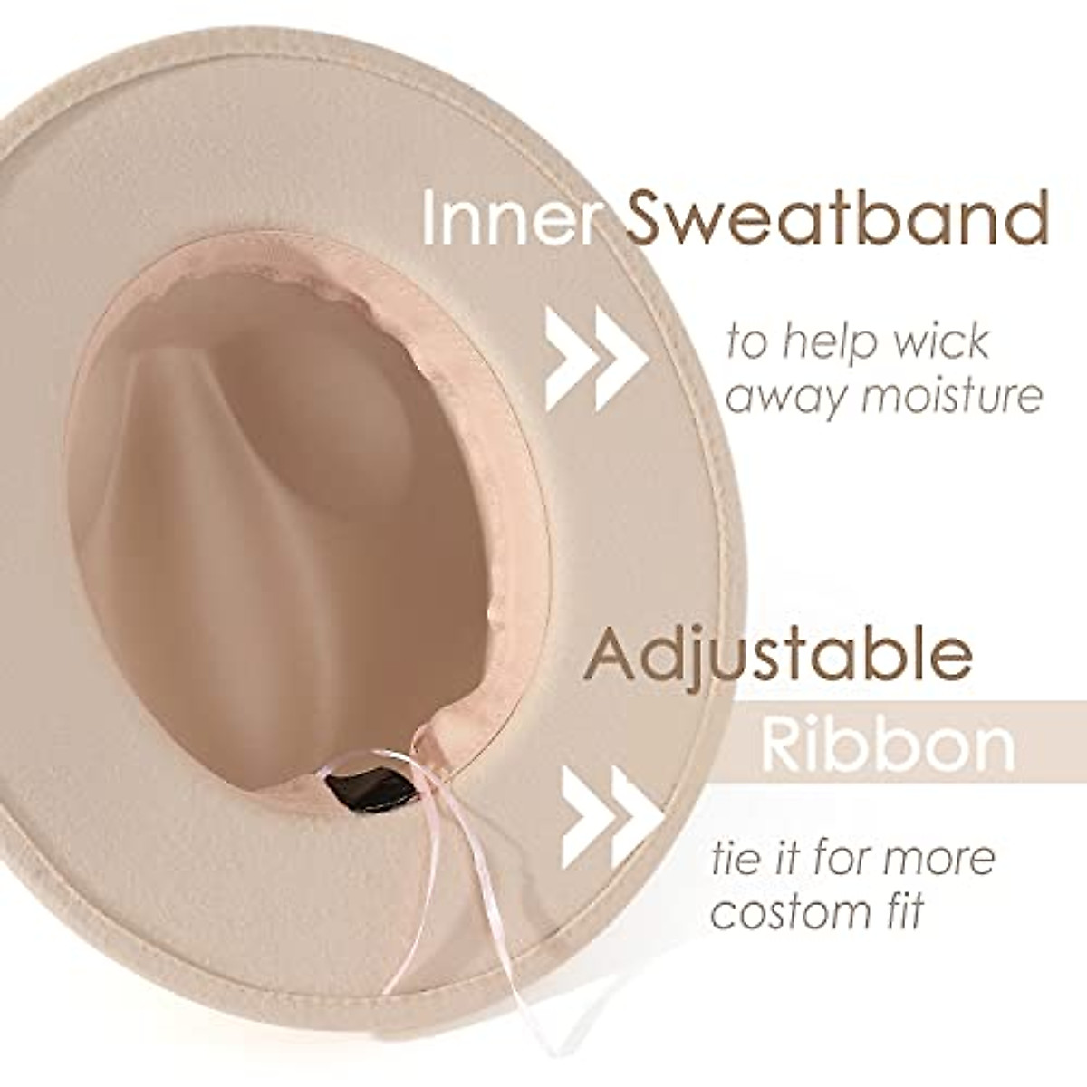 Lisianthus Women Classic Felt Fedora Wide Brim Hat with Belt Buckle A-Creamy