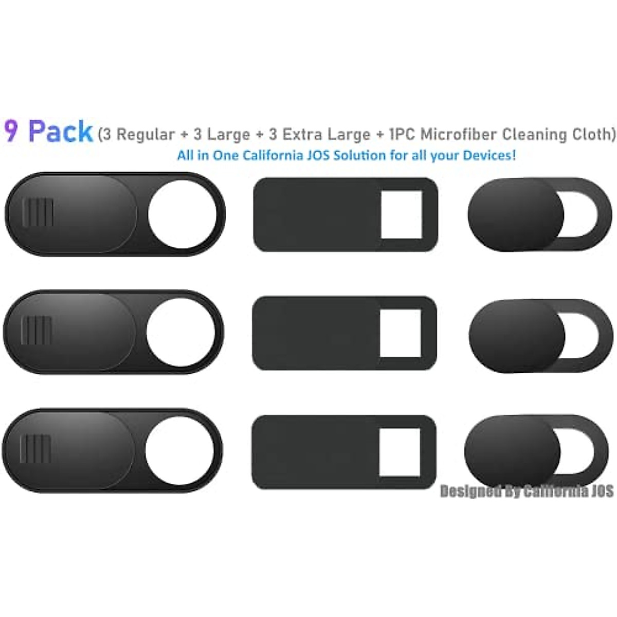 California JOS 6-Pack(Black) Ultra Thin 0.03 inch Webcam Camera Cover Slide Protect Privacy Security for MacBook Air, Laptop, iPad, iMac, PC, iPhone(More Options)