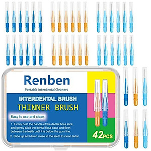 Interdental Brushes, Dental Tooth Flossing Head, Toothpicks Dental Floss Stick Teeth Braces Brush Tooth Cleaning Tools 42 Pcs