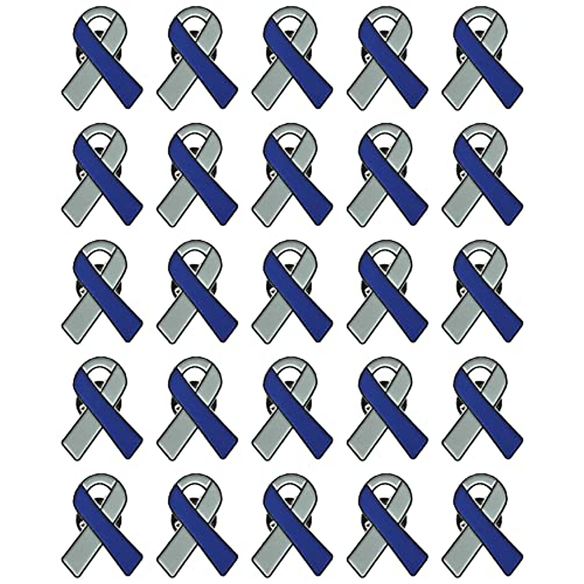 Jeirles Wholesale 25 Pc Gray & Blue Type 1 Diabetes Awareness Quality Enamel Ribbon Pins With Clutch Clasp -25 Pins - Show Your Support For Type 1 Diabetes Awareness
